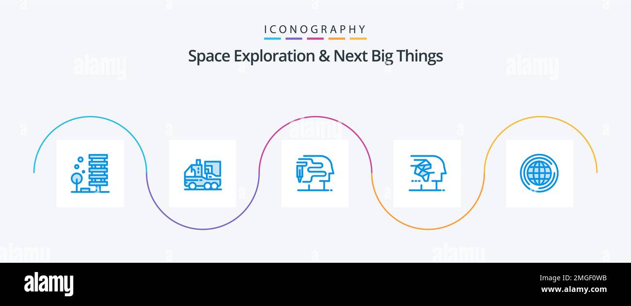 Space Exploration And Next Big Things Blue 5 Icon Pack Including ...