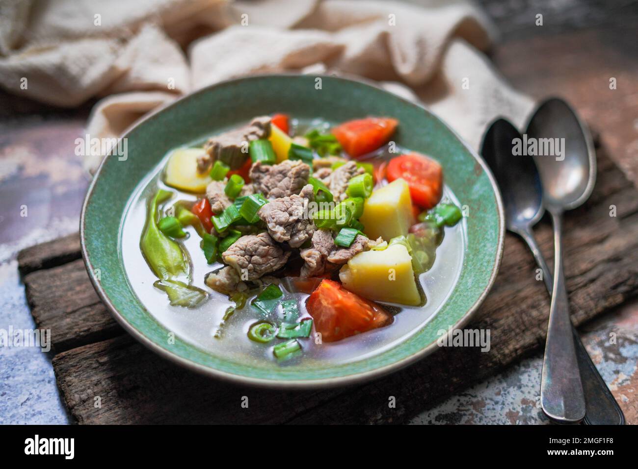 Sop Daging is Indonesian clear soup with beef and vegetables Stock ...