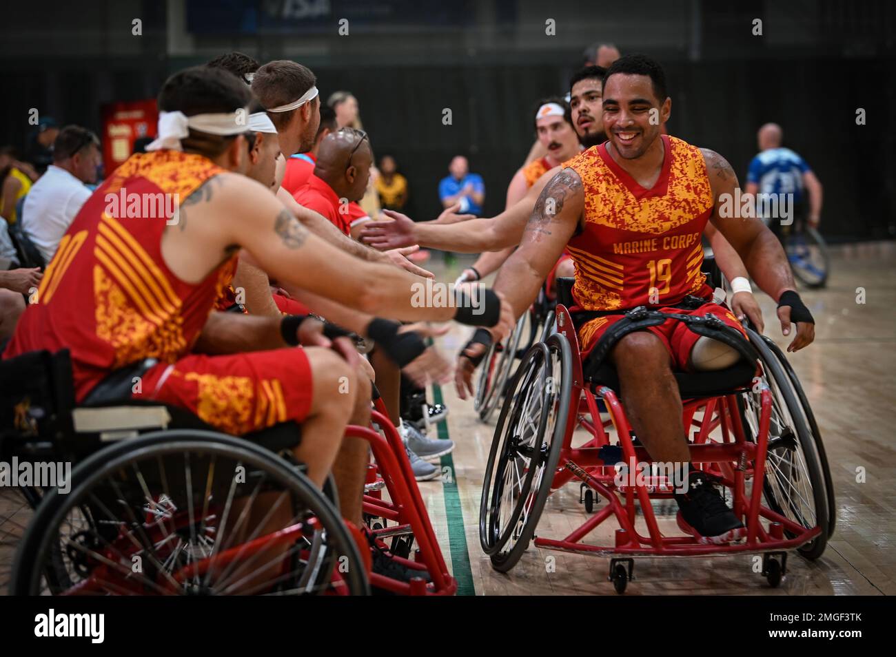Team Marine Corps athletes compete in wheelchair basketball, during the ...