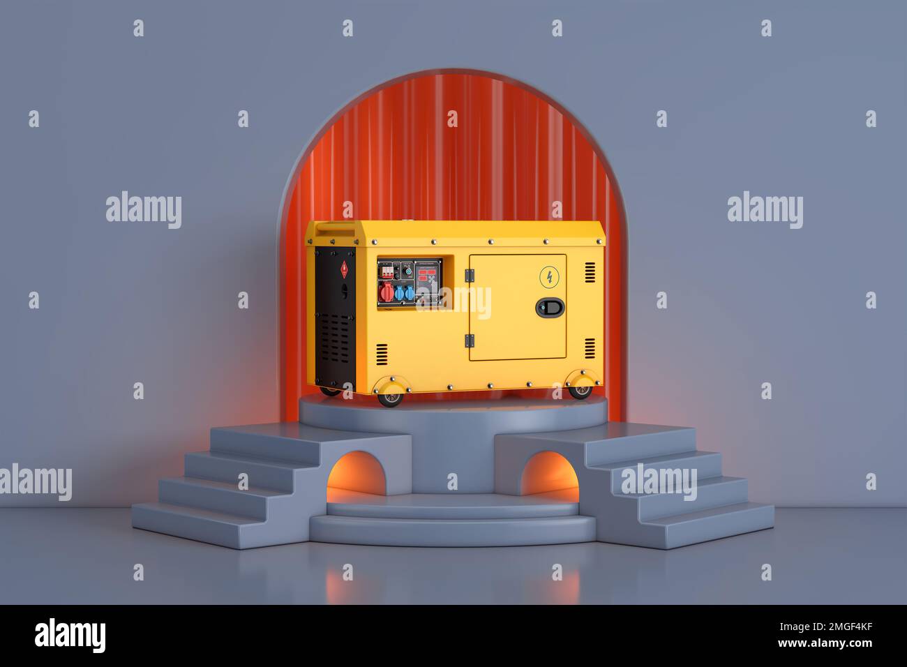 Big Yellow Outside Auxiliary Electric Power Generator Diesel Unit for ...