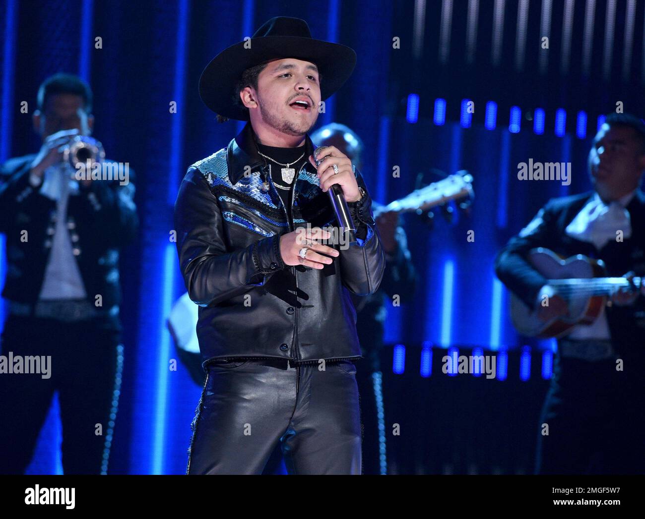 FILE - This Oct. 17, 2019 file photo shows Christian Nodal performing ...