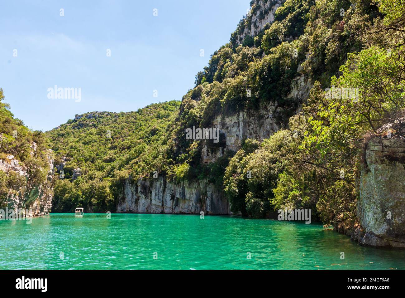 Exterior shot of the Gorges du Verdon, in the French Provence, on a ...