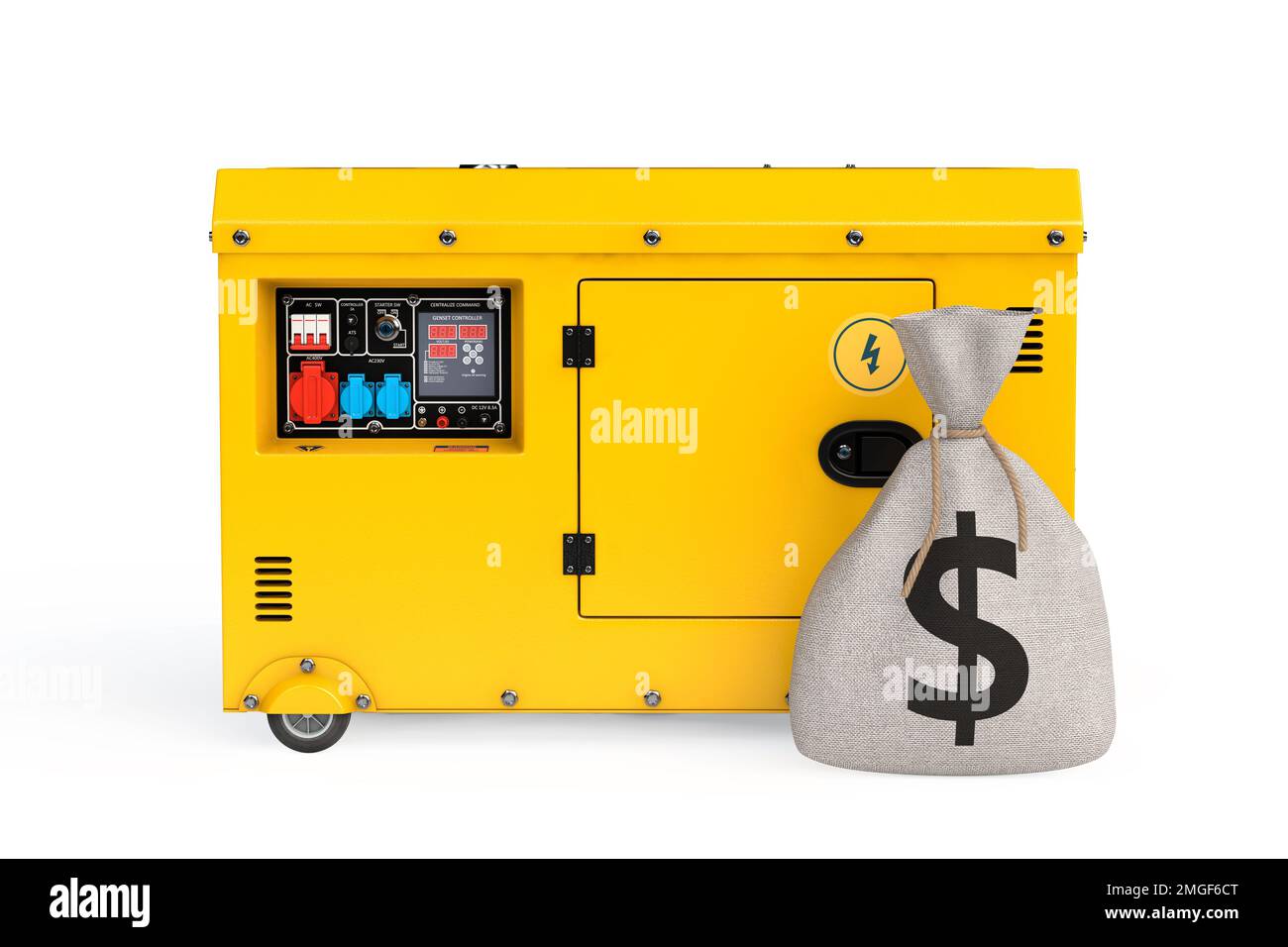 Big Yellow Outside Auxiliary Electric Power Generator Diesel Unit for ...