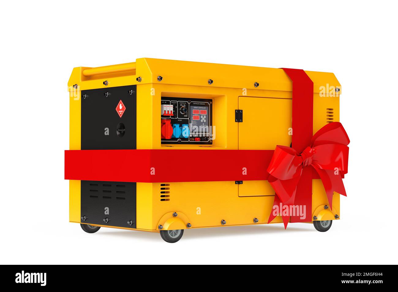 Big Yellow Outside Auxiliary Electric Power Generator Diesel Unit for ...