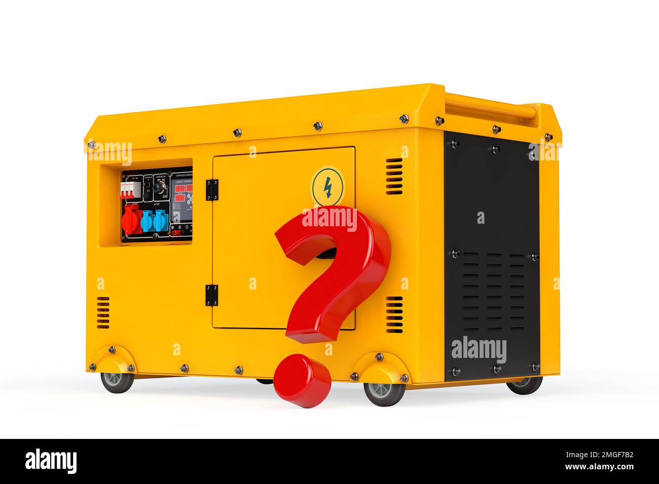 Big Yellow Outside Auxiliary Electric Power Generator Diesel Unit for ...