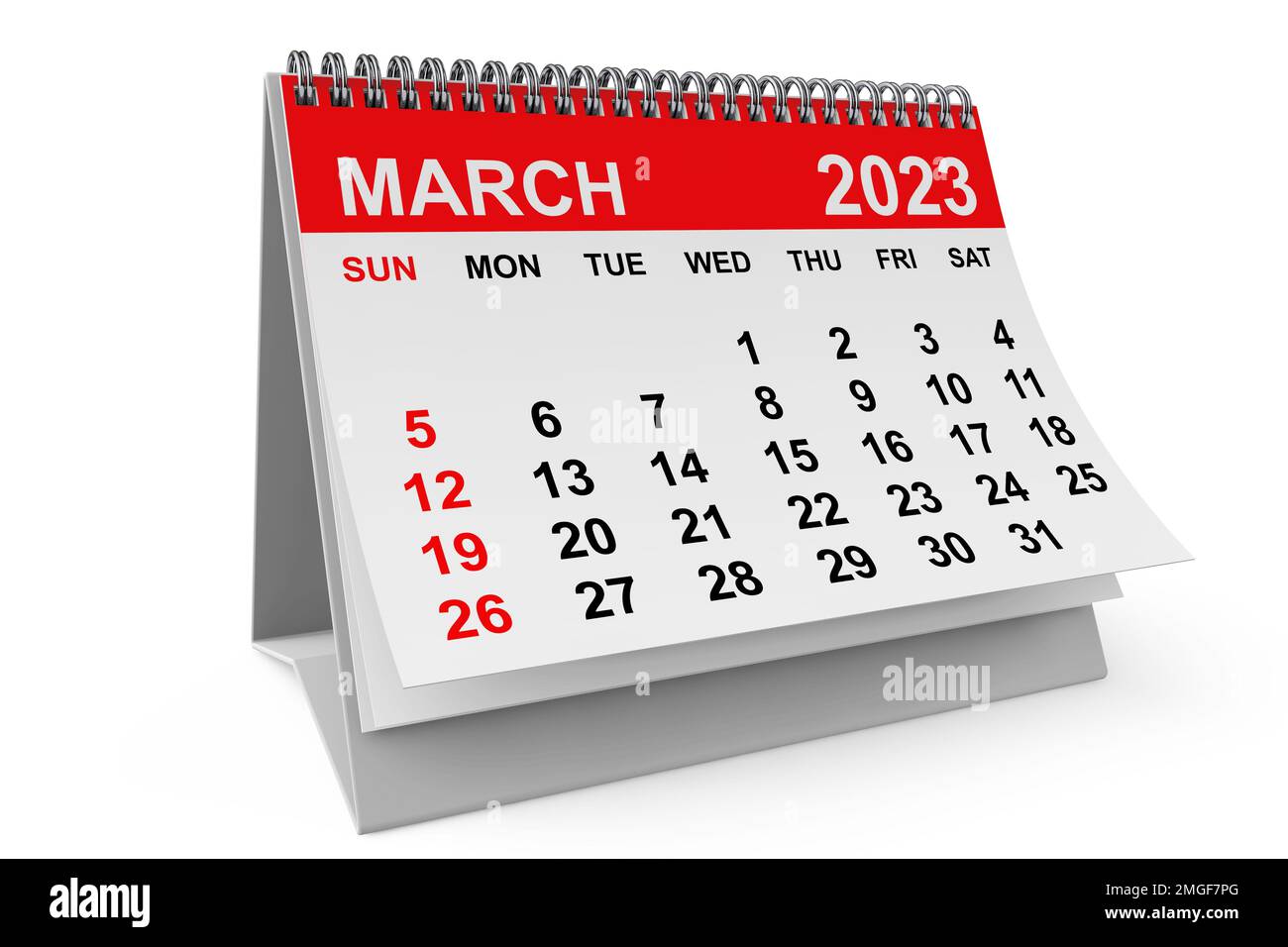 2023 Year March Calendar on a white background. 3d rendering Stock ...
