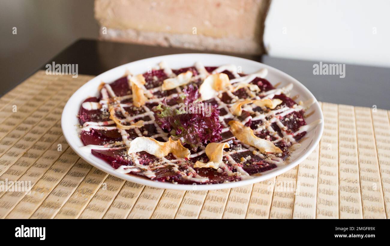 Beetroot carpaccio in an restaurant in Tel Aviv Stock Photo - Alamy