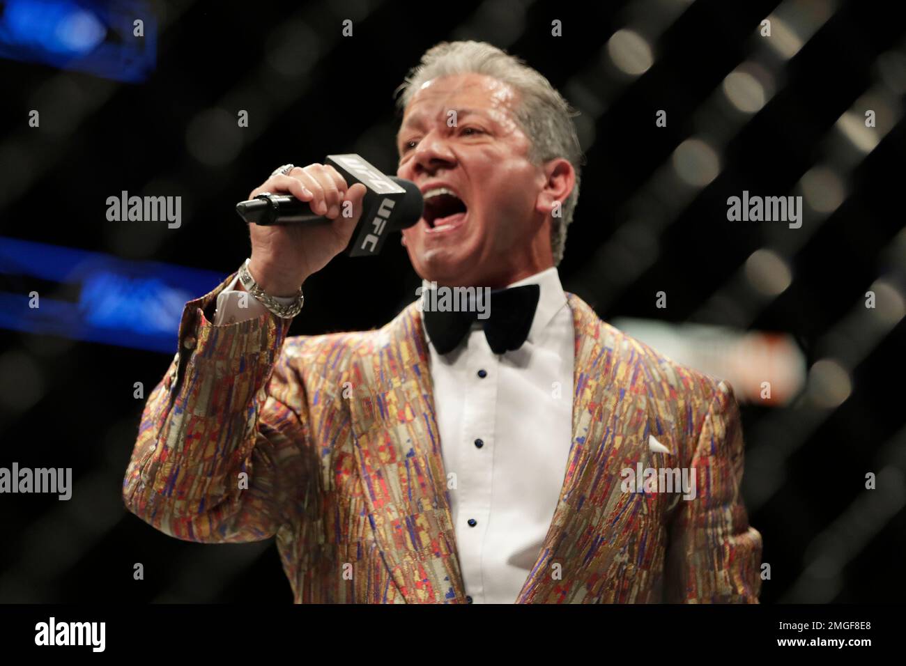 during a UFC 249 mixed martial arts bout Saturday, May 9, 2020, in ...