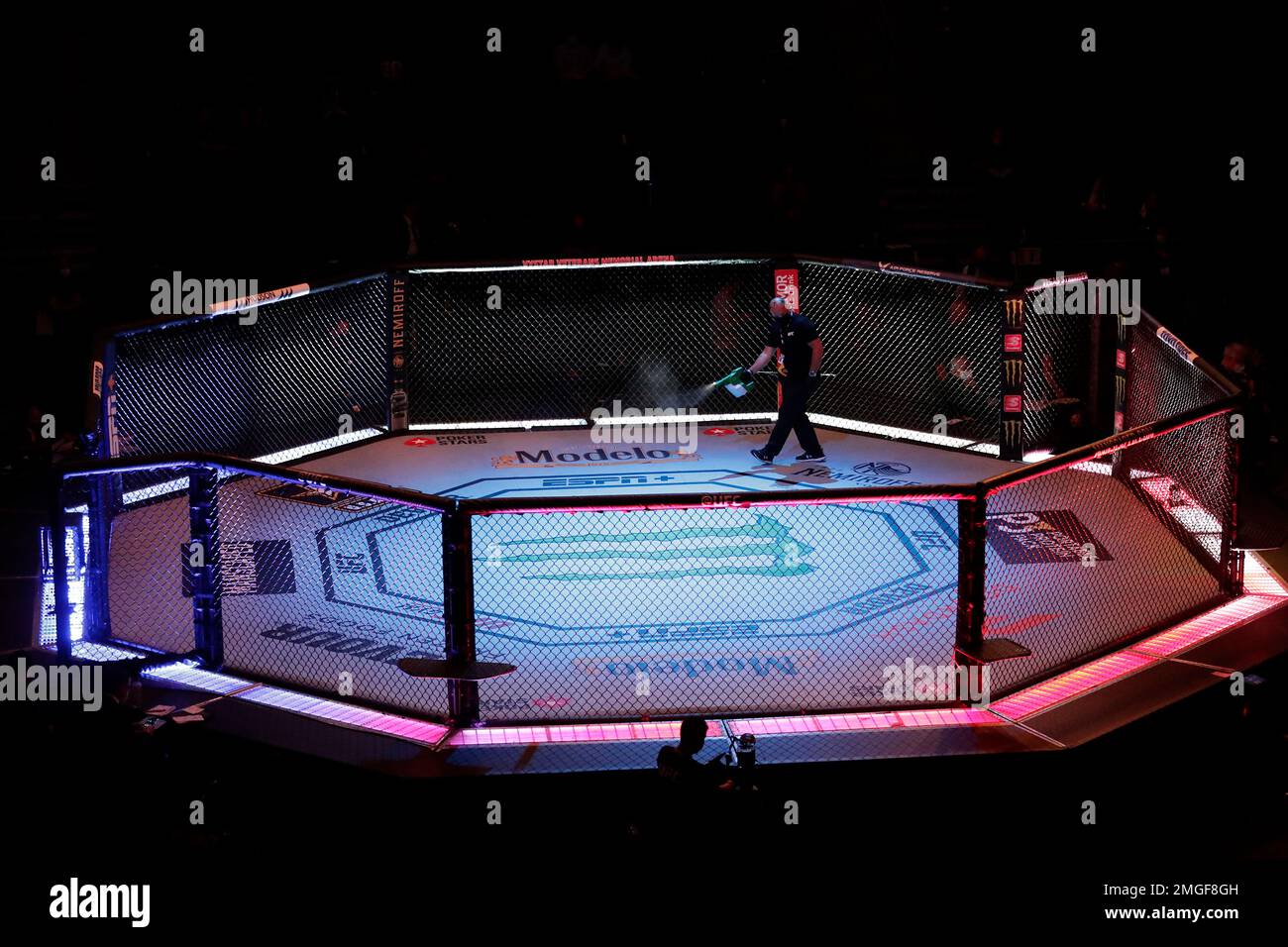 during a UFC 249 mixed martial arts bout Saturday, May 9, 2020, in ...