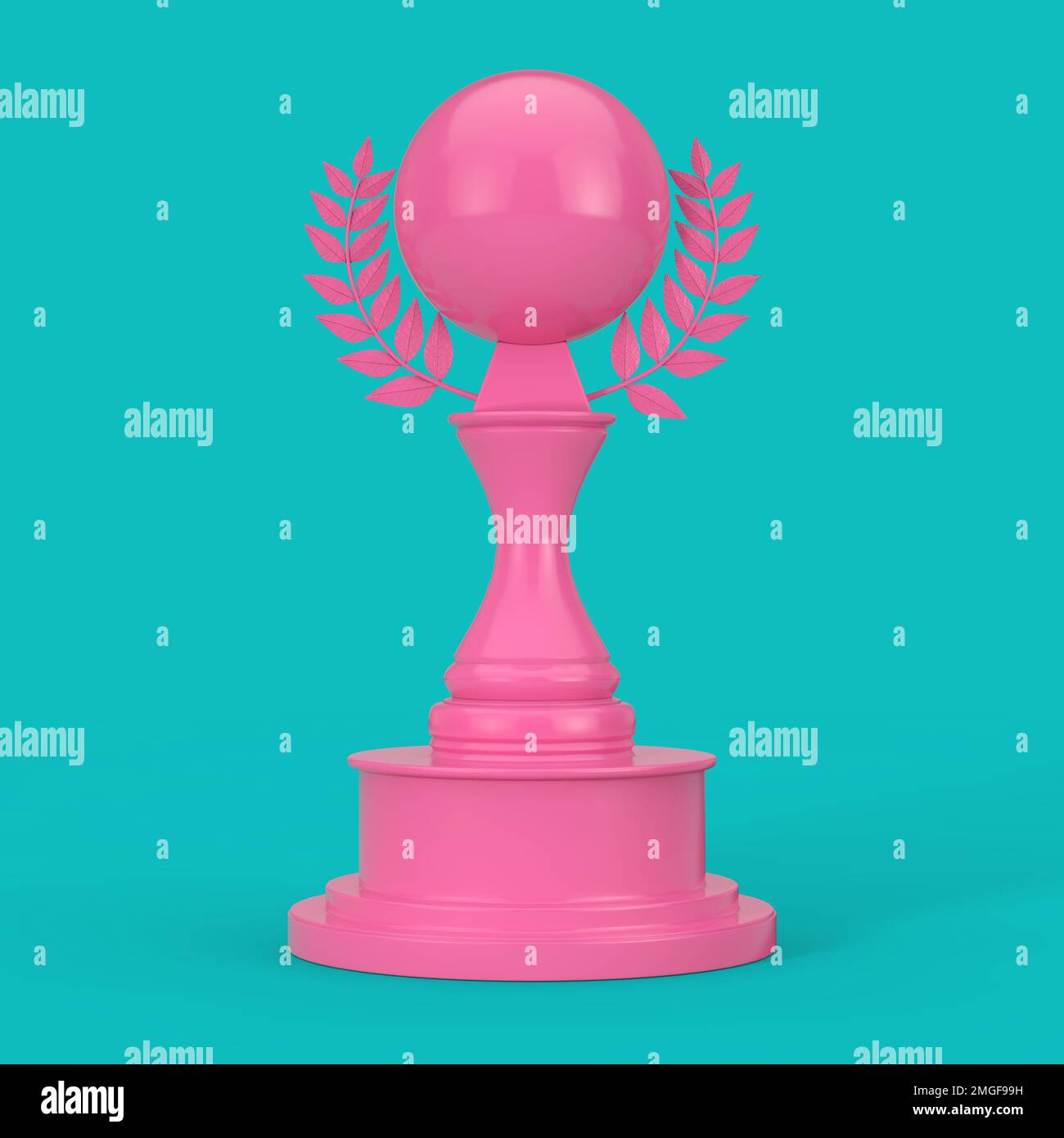Pink Award Trophy with Blank Sphere and Laurel Wreath in Duotone Style ...
