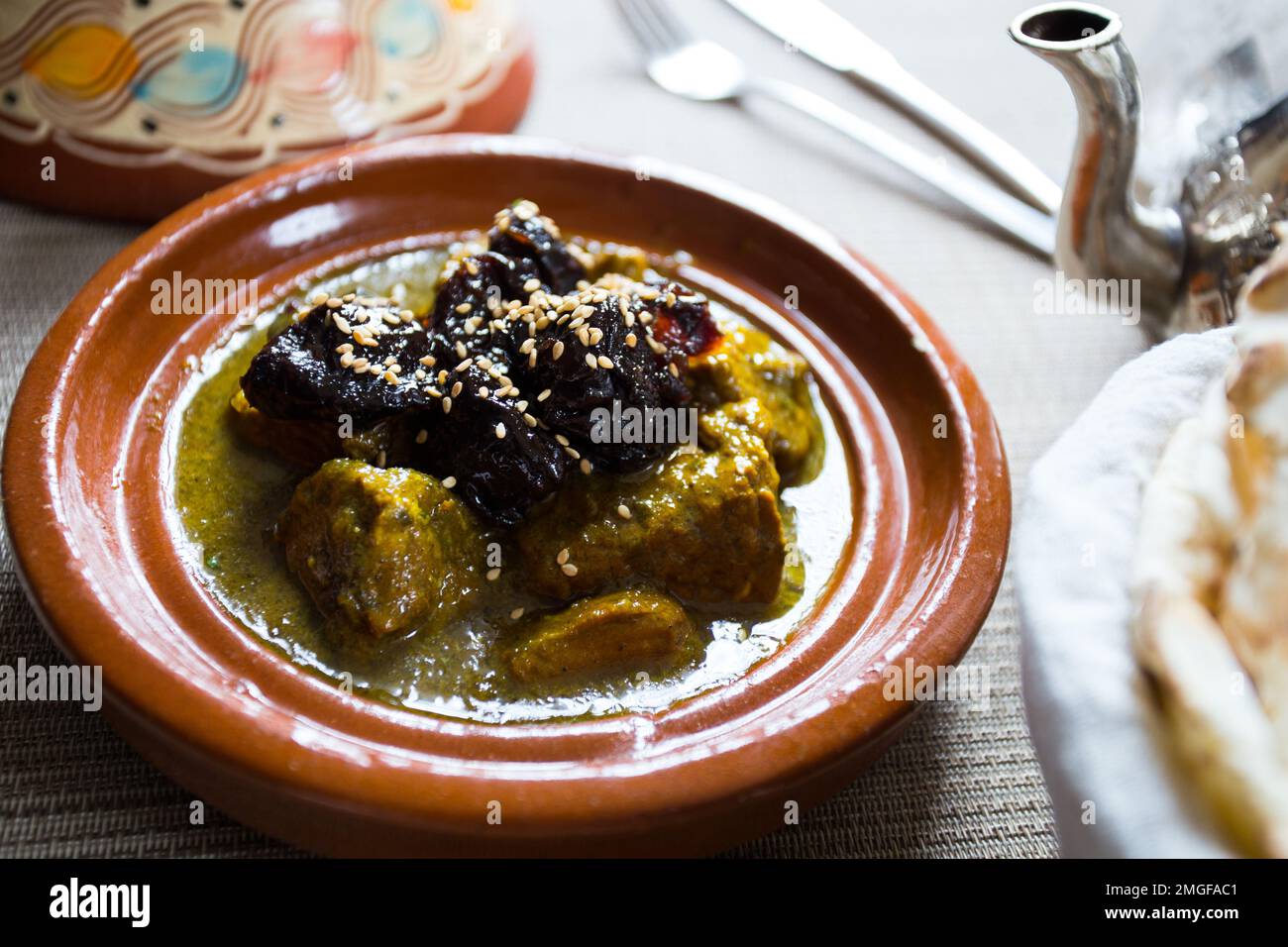 Chicken tajin with vegetables cooked Moroccan style Stock Photo - Alamy