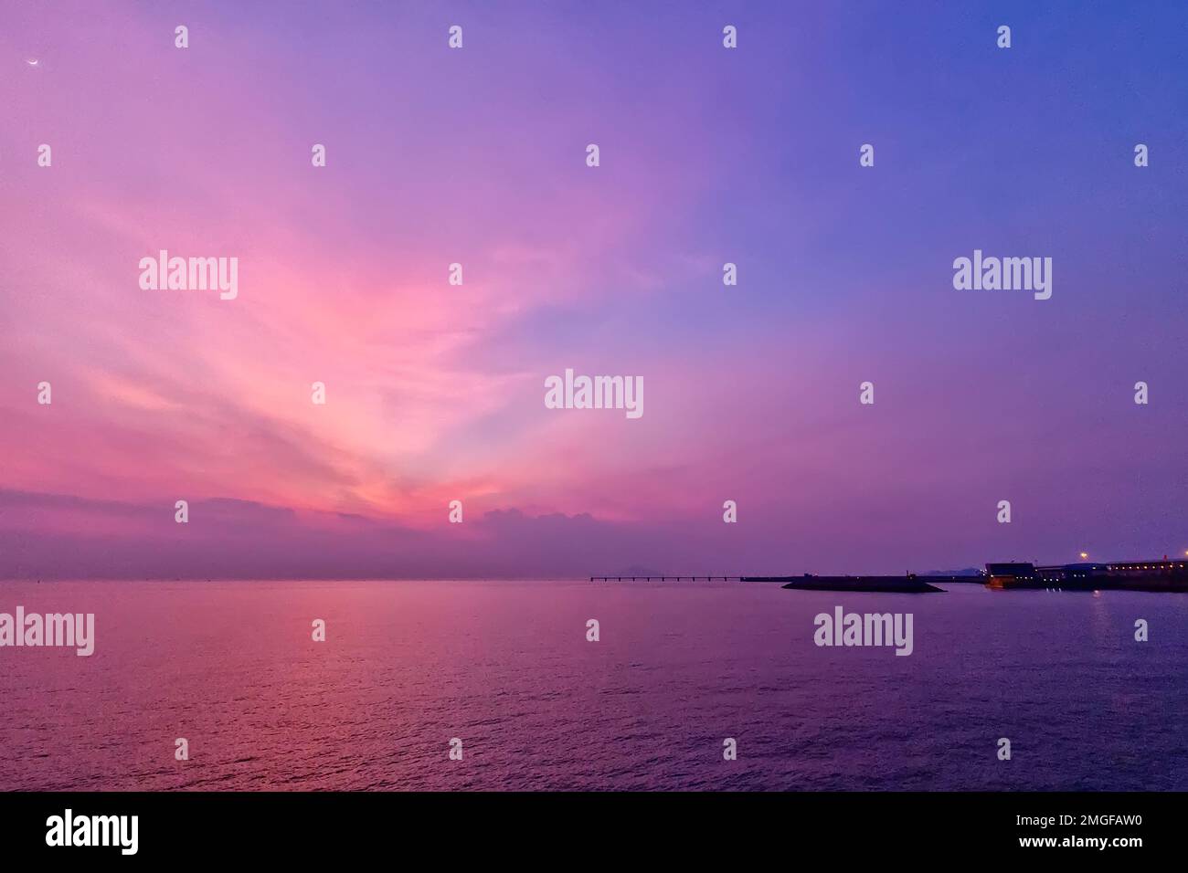 Beautiful and colorful sunset over the sea during magic hour Stock ...