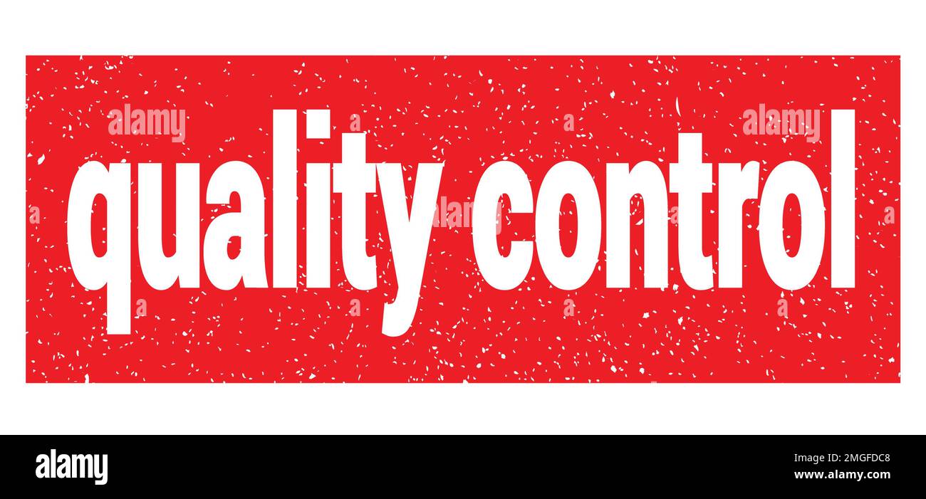 quality control text written on red grungy stamp sign Stock Photo - Alamy