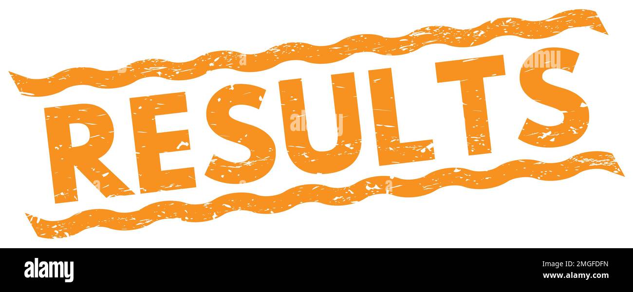 RESULTS text written on orange lines stamp sign Stock Photo - Alamy