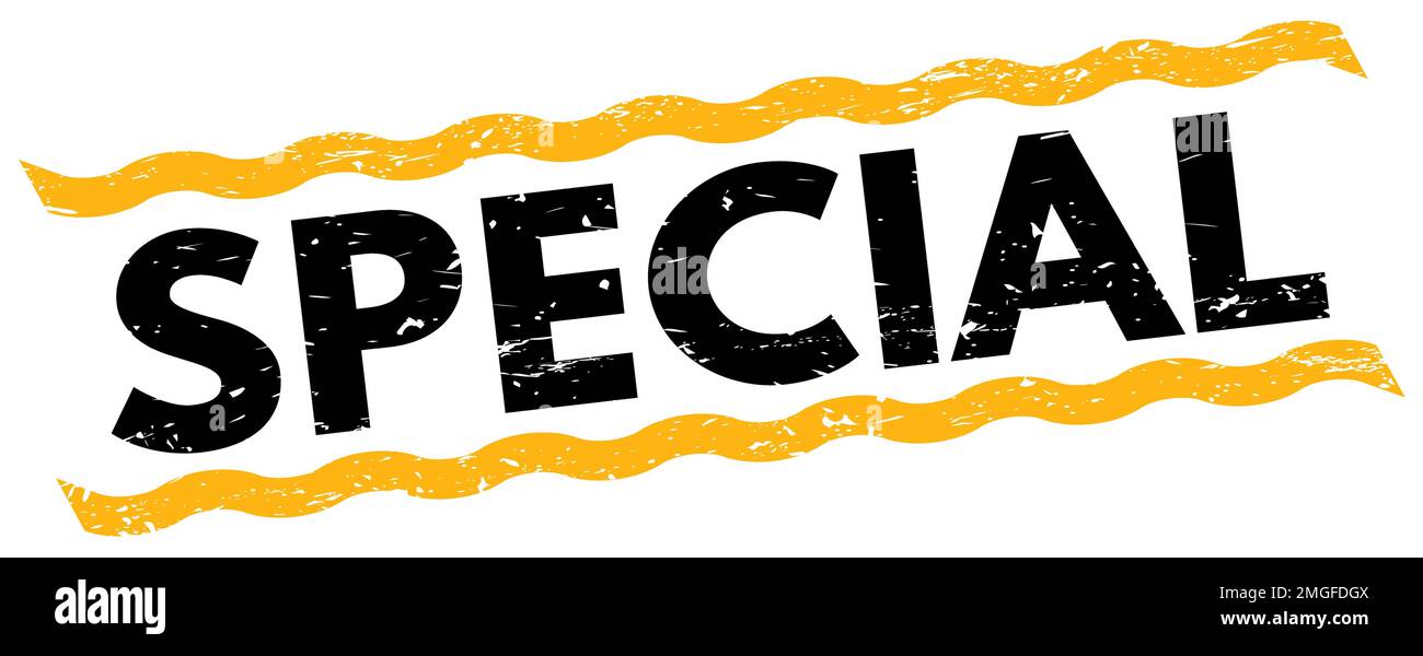 SPECIAL text written on yellow-black lines stamp sign Stock Photo - Alamy