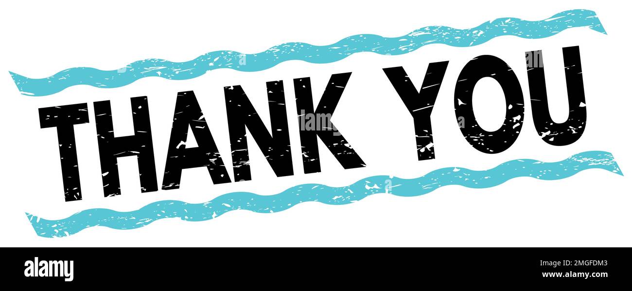 THANK YOU text written on blue-black lines stamp sign Stock Photo - Alamy