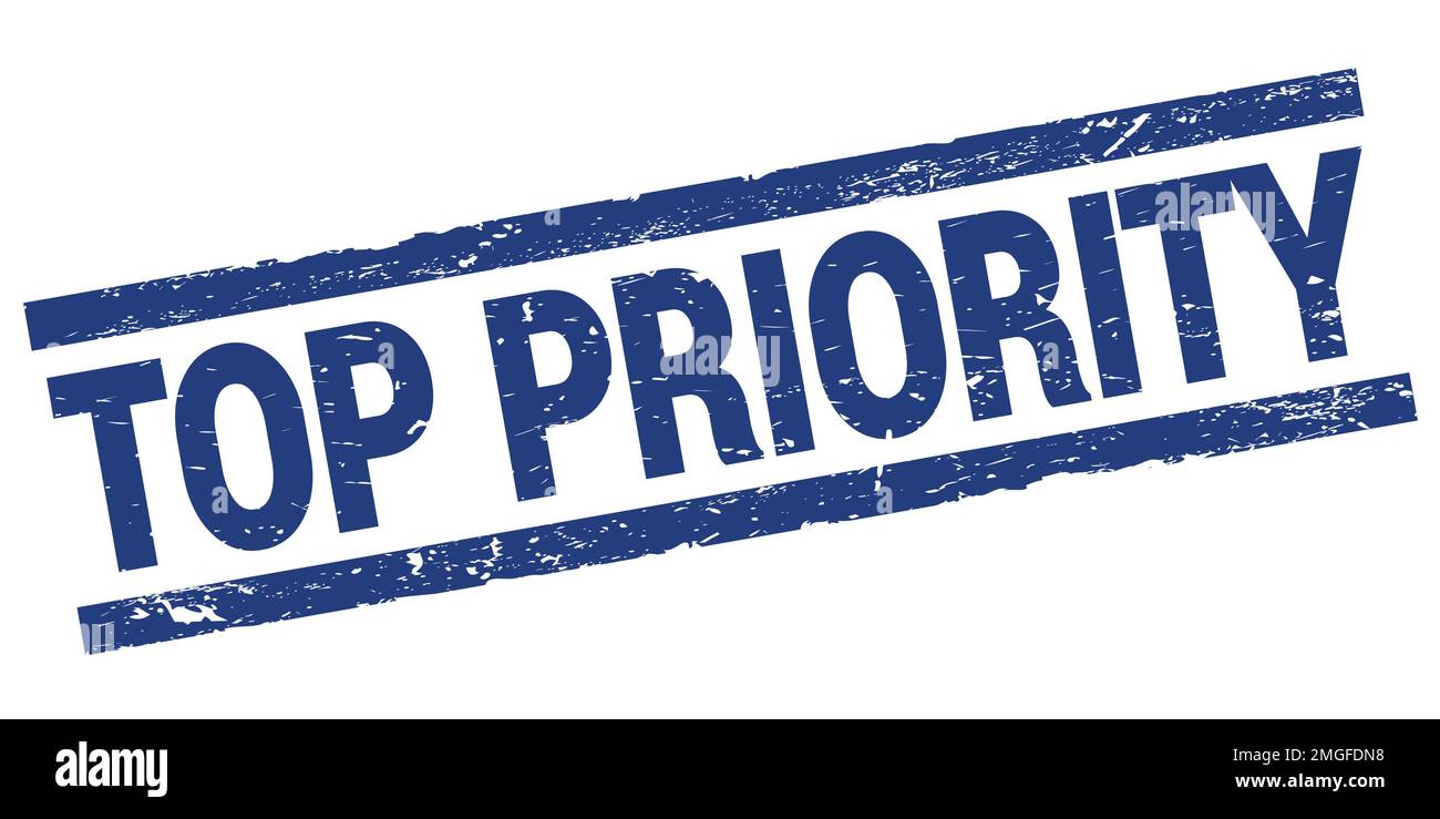 TOP PRIORITY text written on blue rectangle stamp sign Stock Photo - Alamy