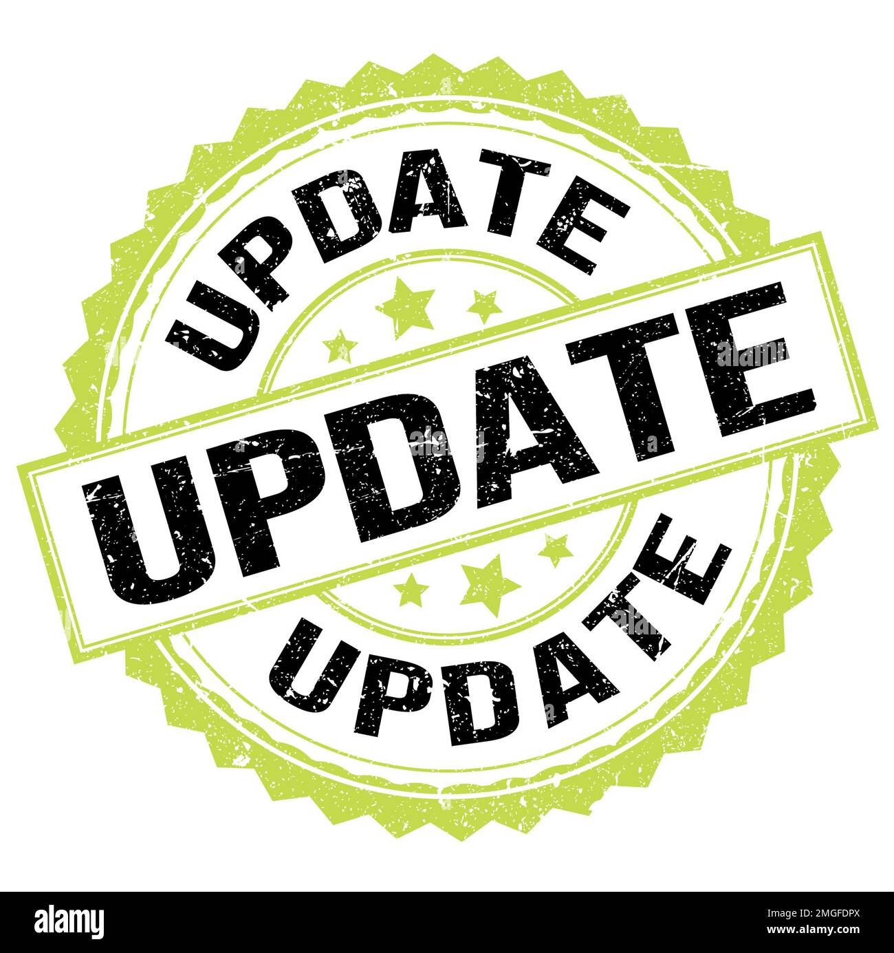 Update stamp sign round hi-res stock photography and images - Alamy