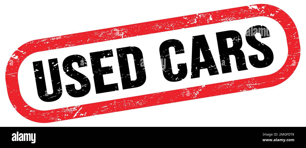 USED CARS, text on red-black rectangle stamp sign Stock Photo - Alamy