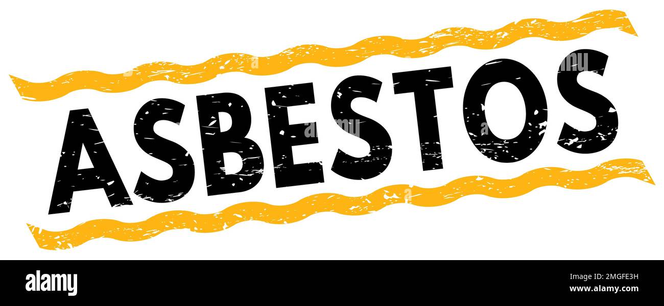 ASBESTOS text written on yellow-black lines stamp sign Stock Photo - Alamy