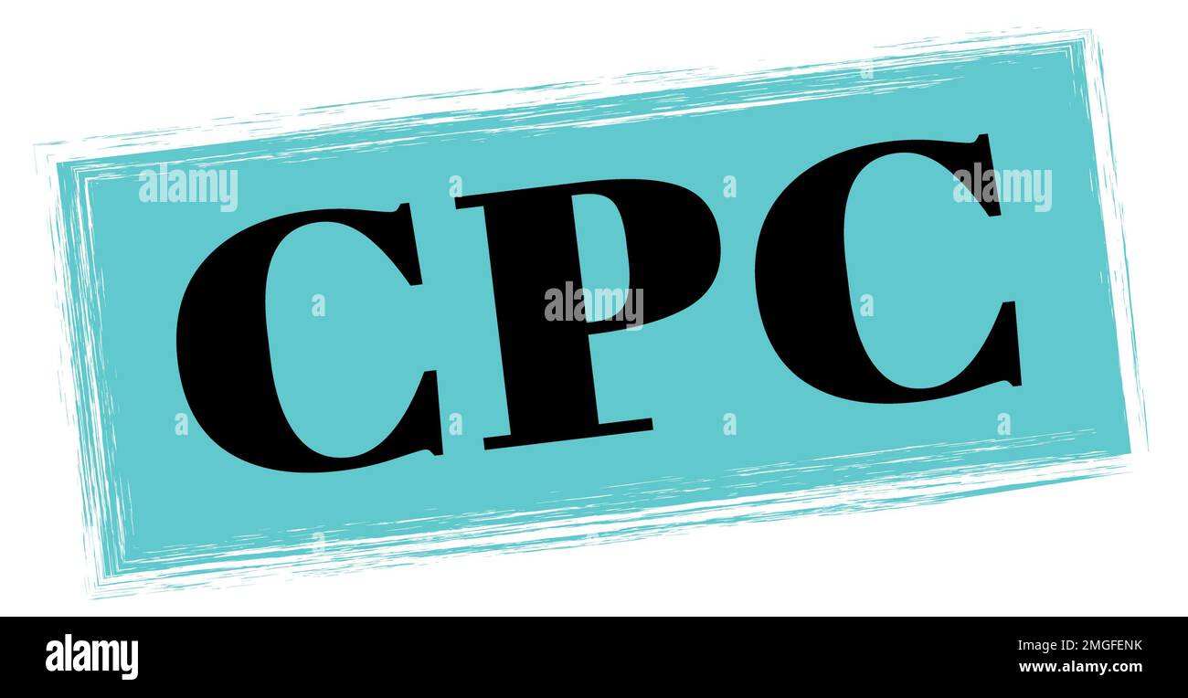CPC text written on blue-black rectangle stamp sign Stock Photo - Alamy