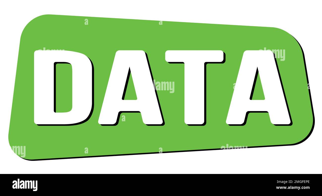 DATA text written on green trapeze stamp sign Stock Photo - Alamy