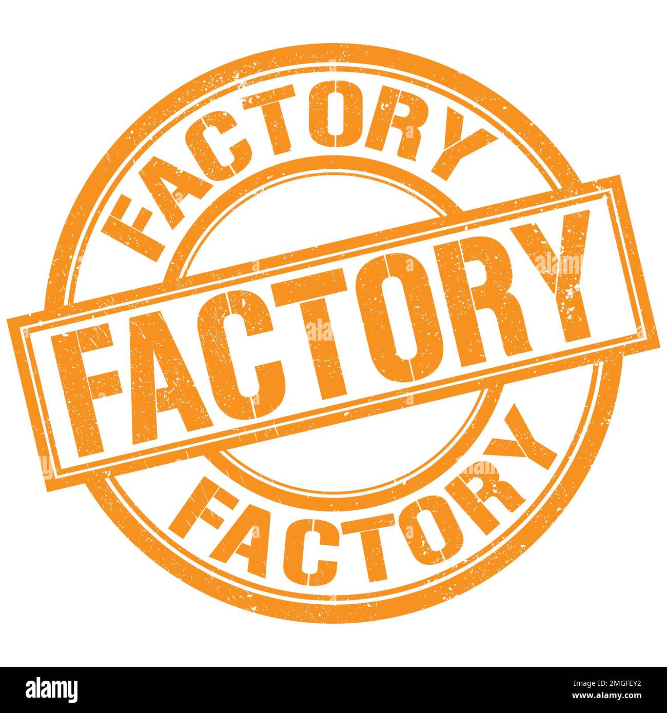 FACTORY text written word on orange round stamp sign Stock Photo - Alamy