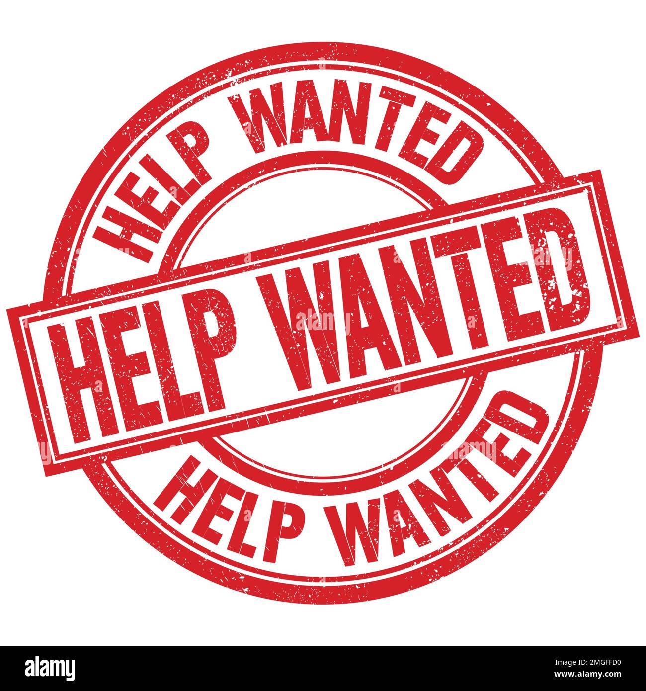 HELP WANTED text written word on red round stamp sign Stock Photo - Alamy