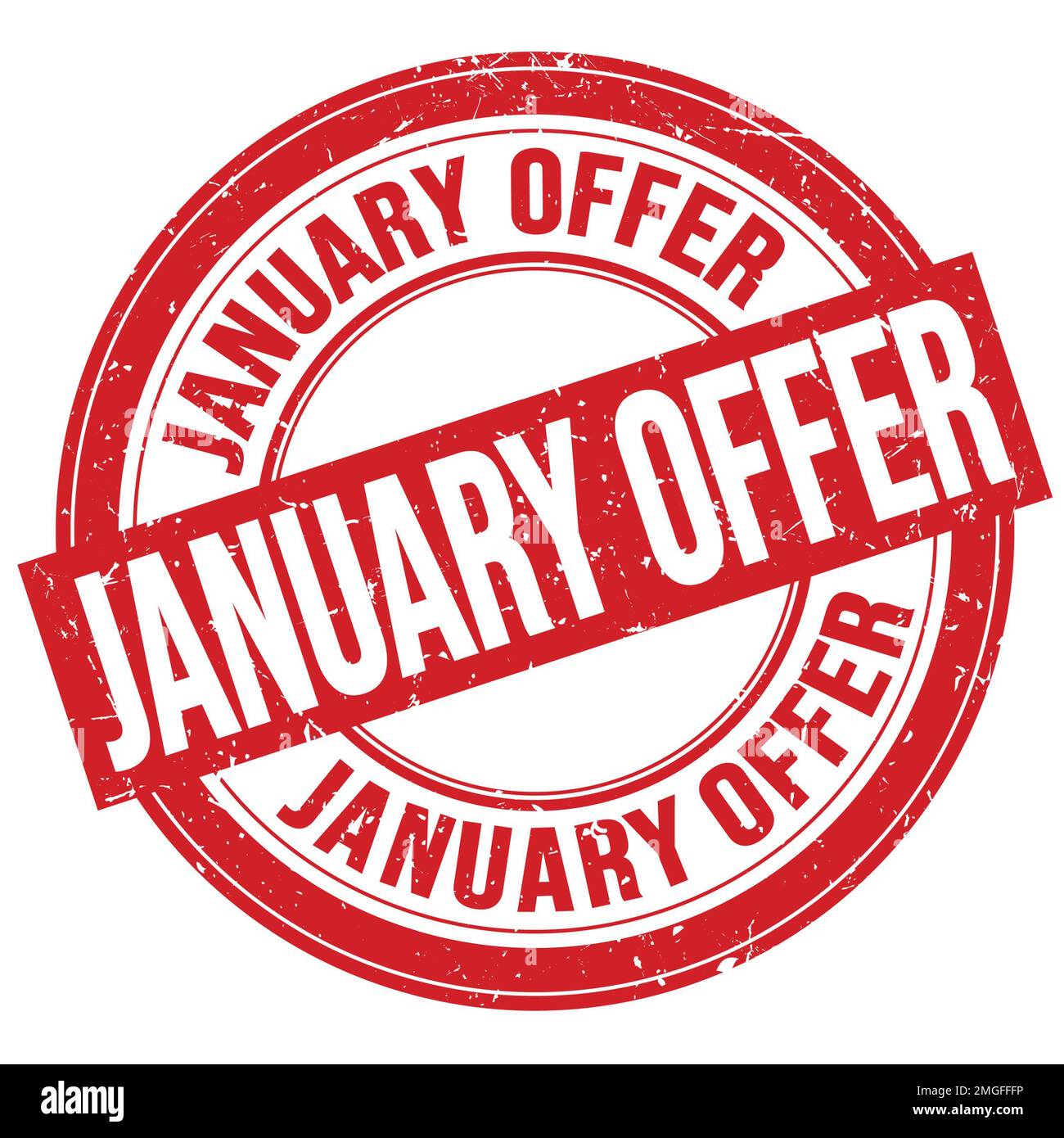 JANUARY OFFER text written on red round grungy stamp sign Stock Photo ...