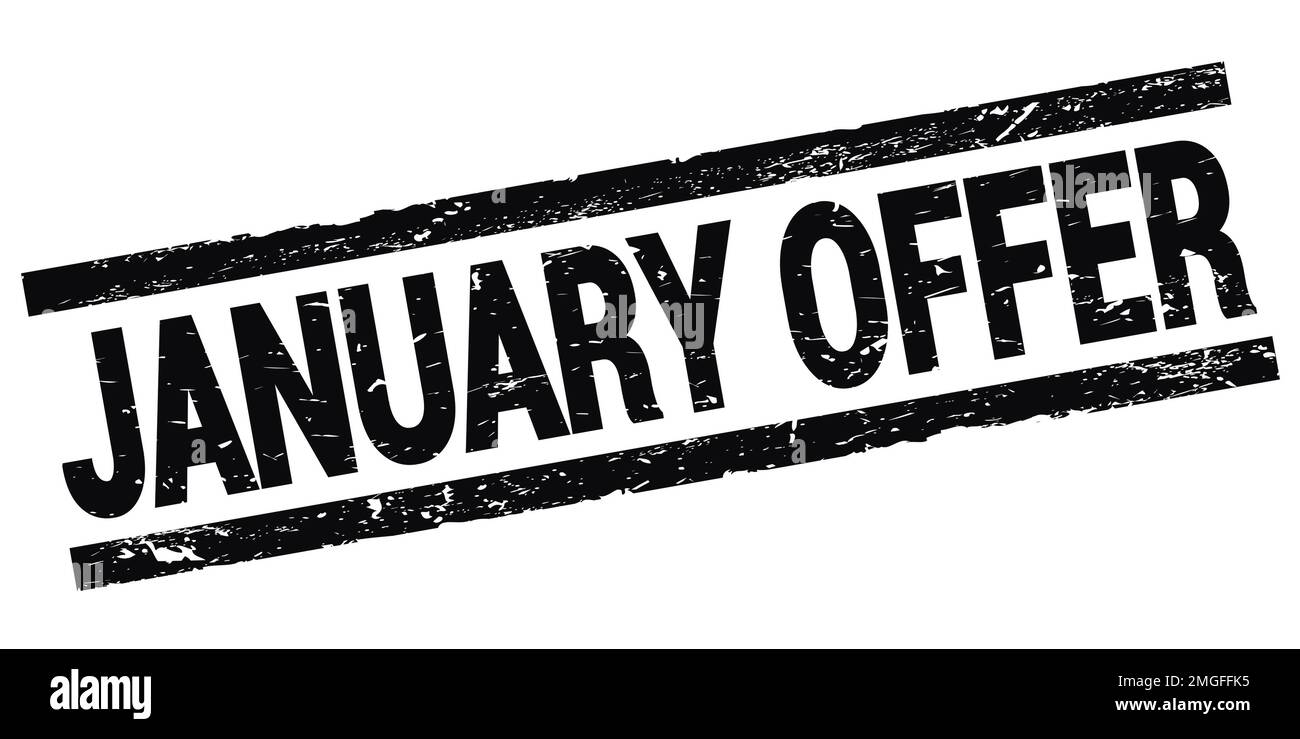 JANUARY OFFER text written on black rectangle stamp sign Stock Photo ...
