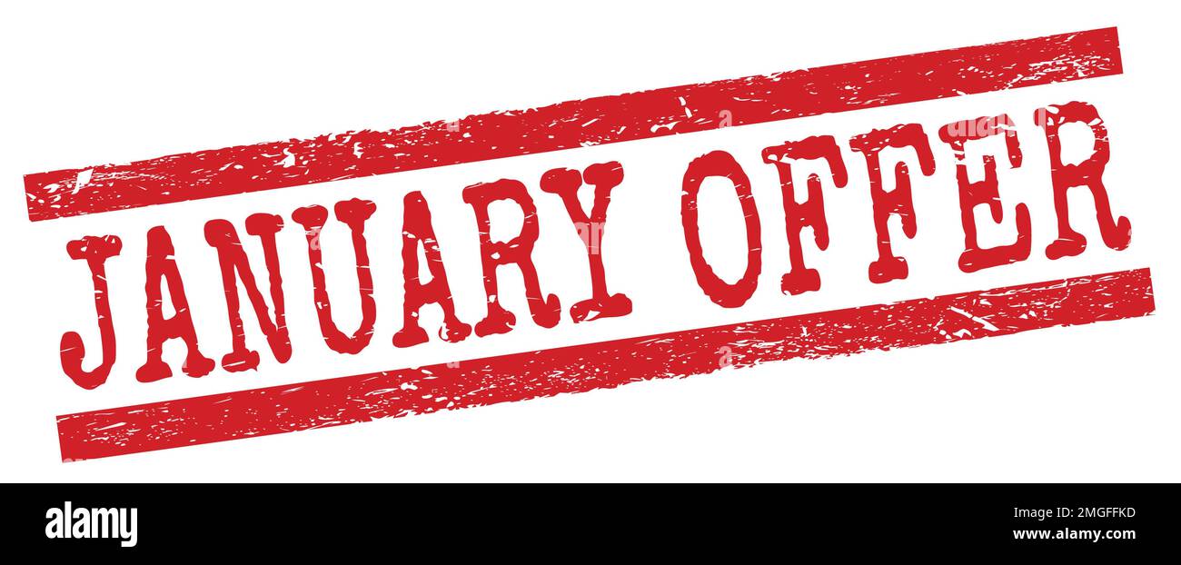 JANUARY OFFER text written on red grungy lines stamp sign Stock Photo ...