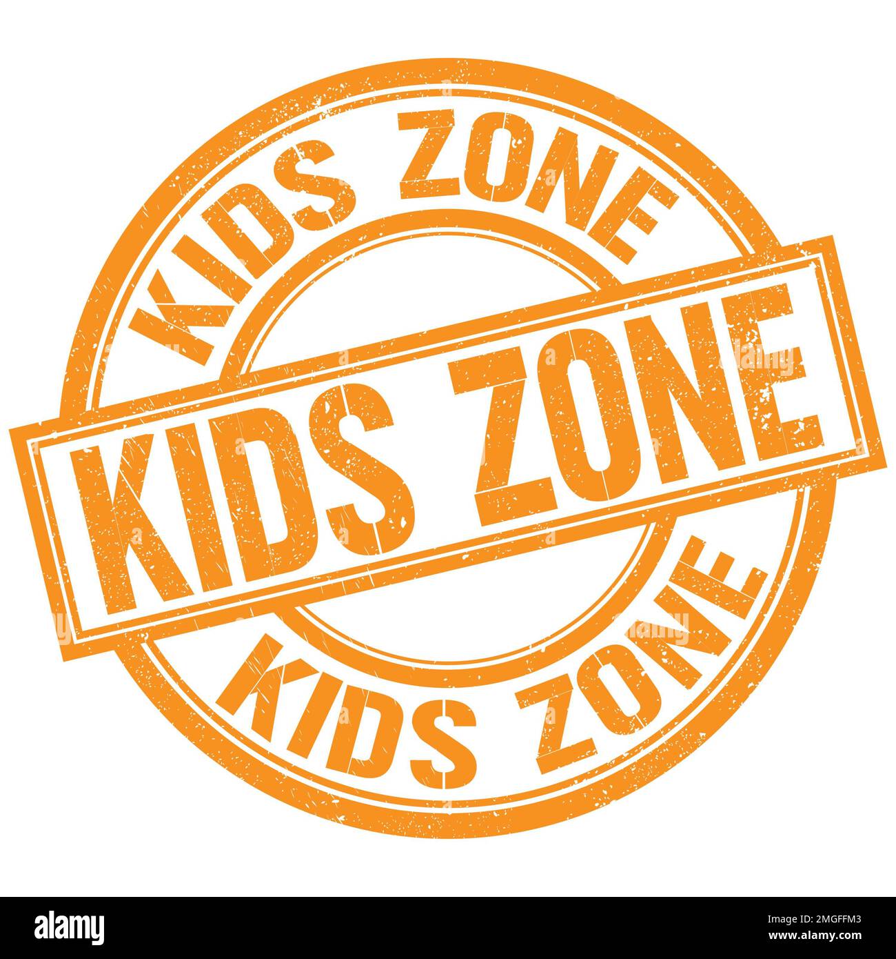 KIDS ZONE text written word on orange round stamp sign Stock Photo - Alamy