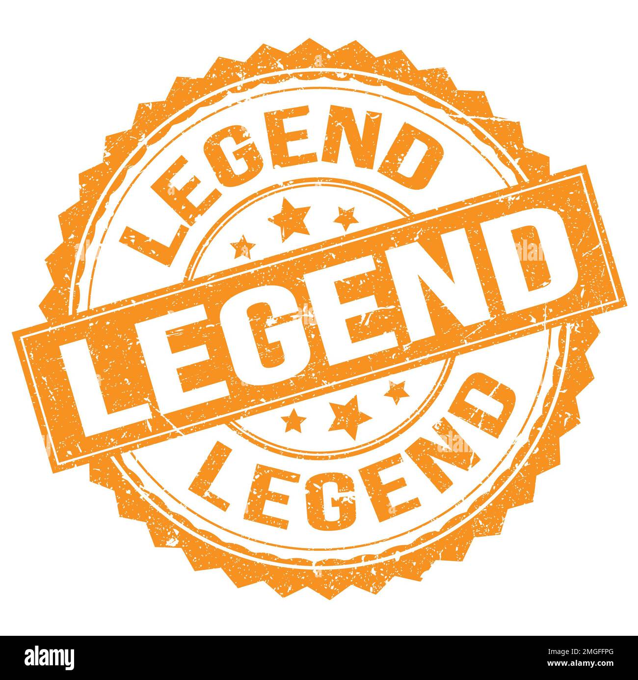 LEGEND text written on orange round stamp sign Stock Photo - Alamy