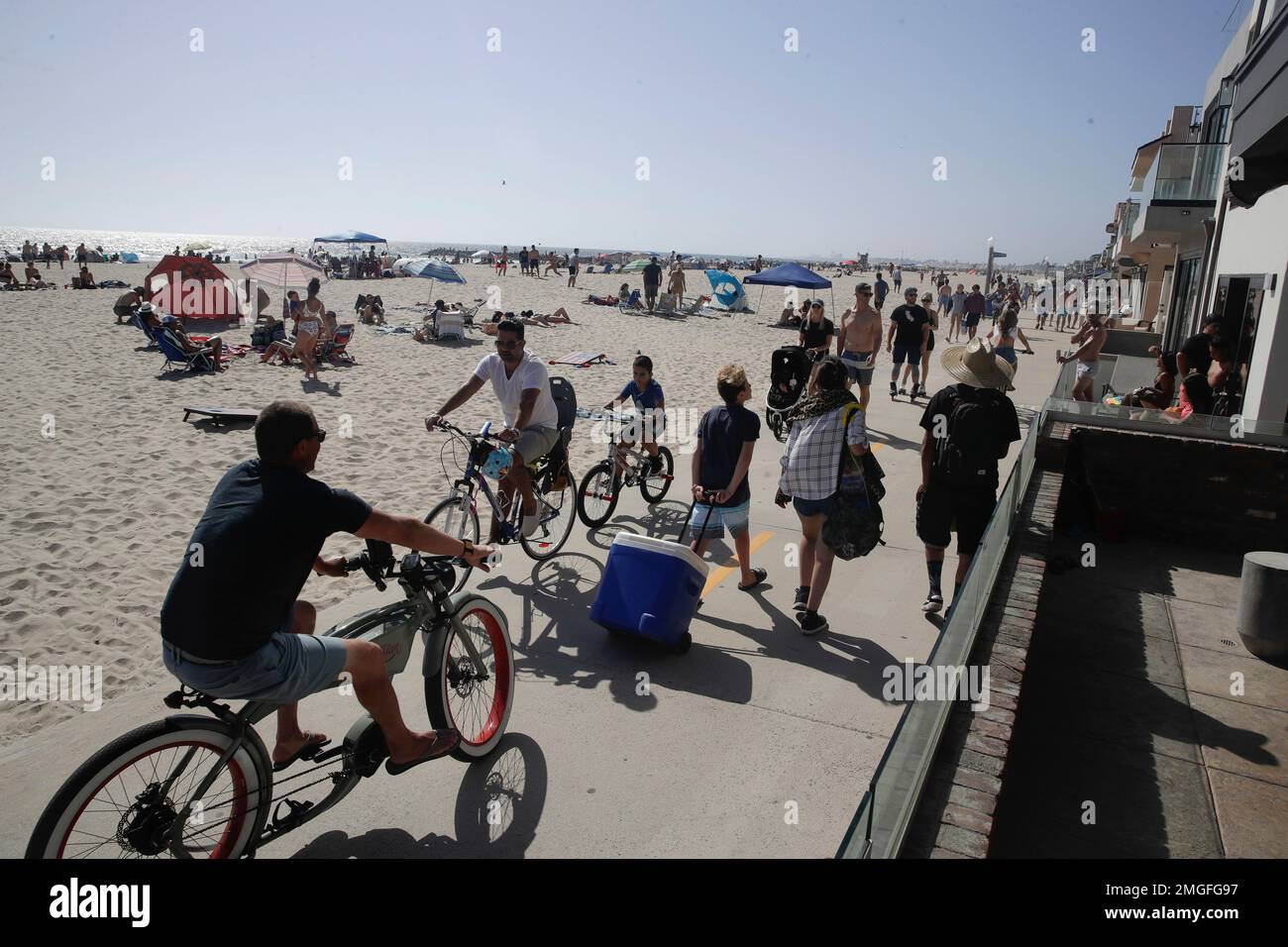 Visitors use a bike and walking path Sunday, May 24, 2020, in Newport ...