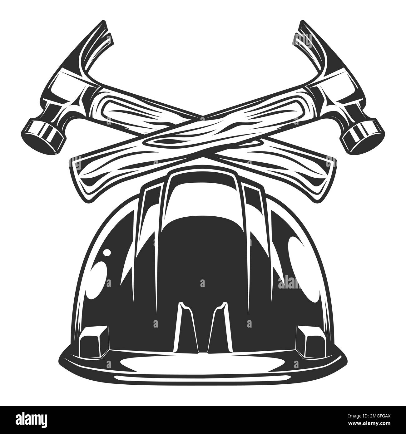 Builder hard hat with hammer, business from new construction and ...