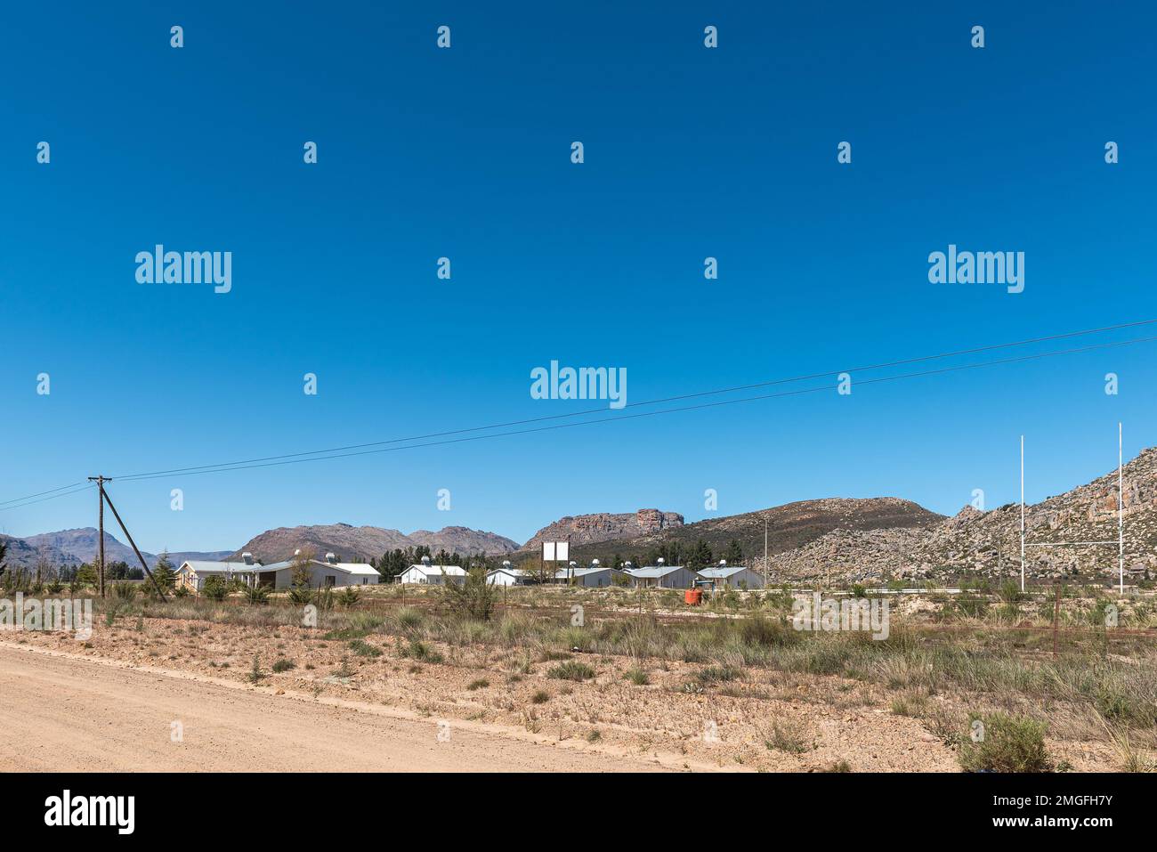 KOUE BOKKEVELD, SOUTH AFRICA - SEP 9, 2022: Farm worker houses and a ...