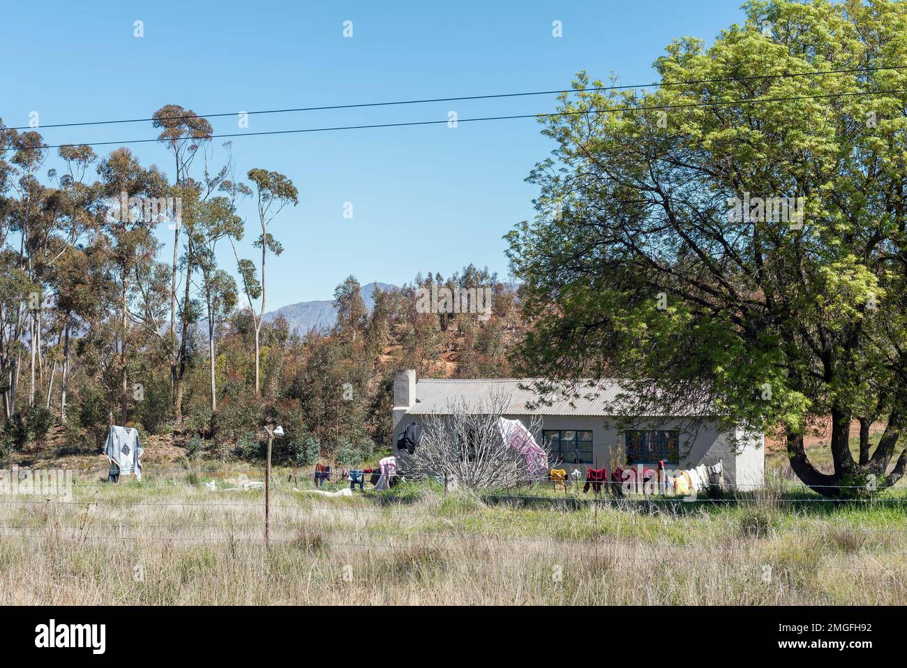 OP DIE BERG, SOUTH AFRICA - SEP 9, 2022: A farm worker house next to ...