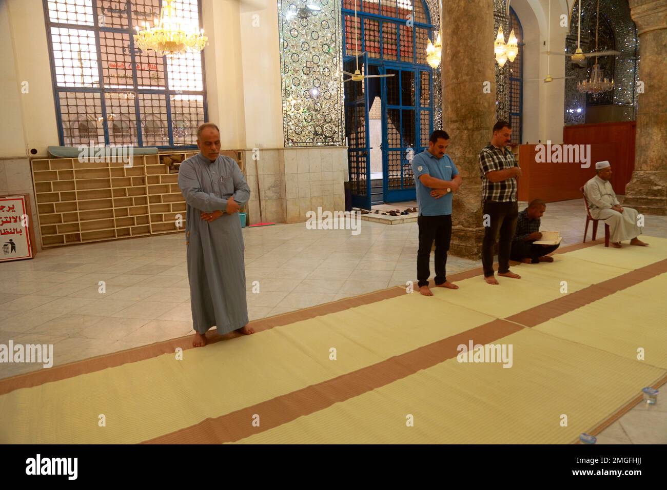 Muslims pray on the first day of Eid al-Fitr prayers at Abdul Khader al ...