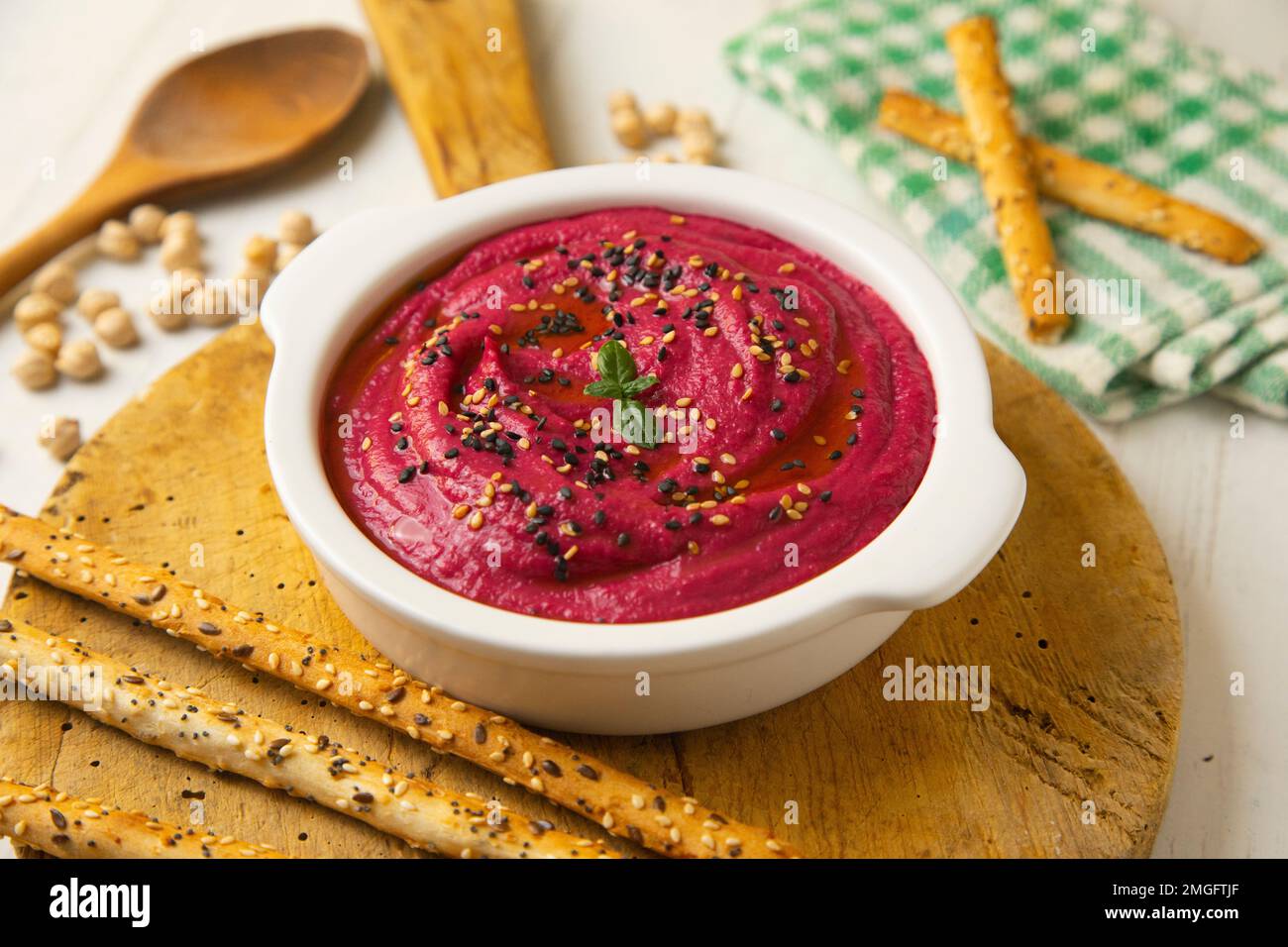 Creamy beetroot dip celery sticks hi-res stock photography and images ...