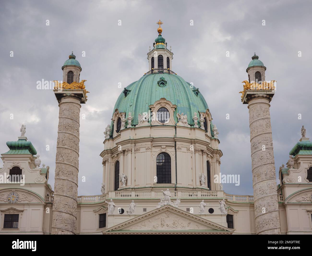 Catholic church located in the southern part of Karlsplatz, Vienna. One ...
