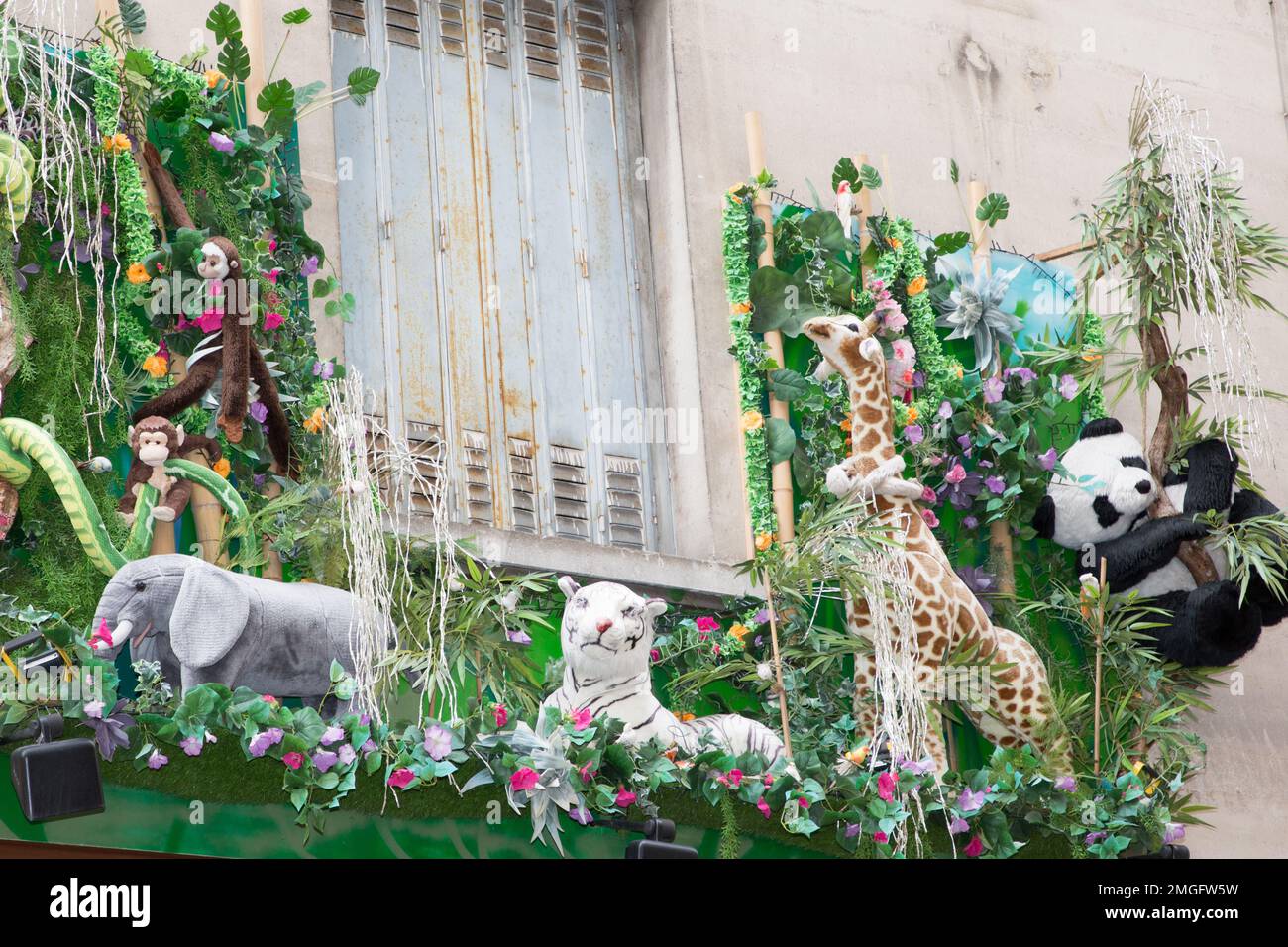 apartment windows in street like a africa jungle with lot of safari ...