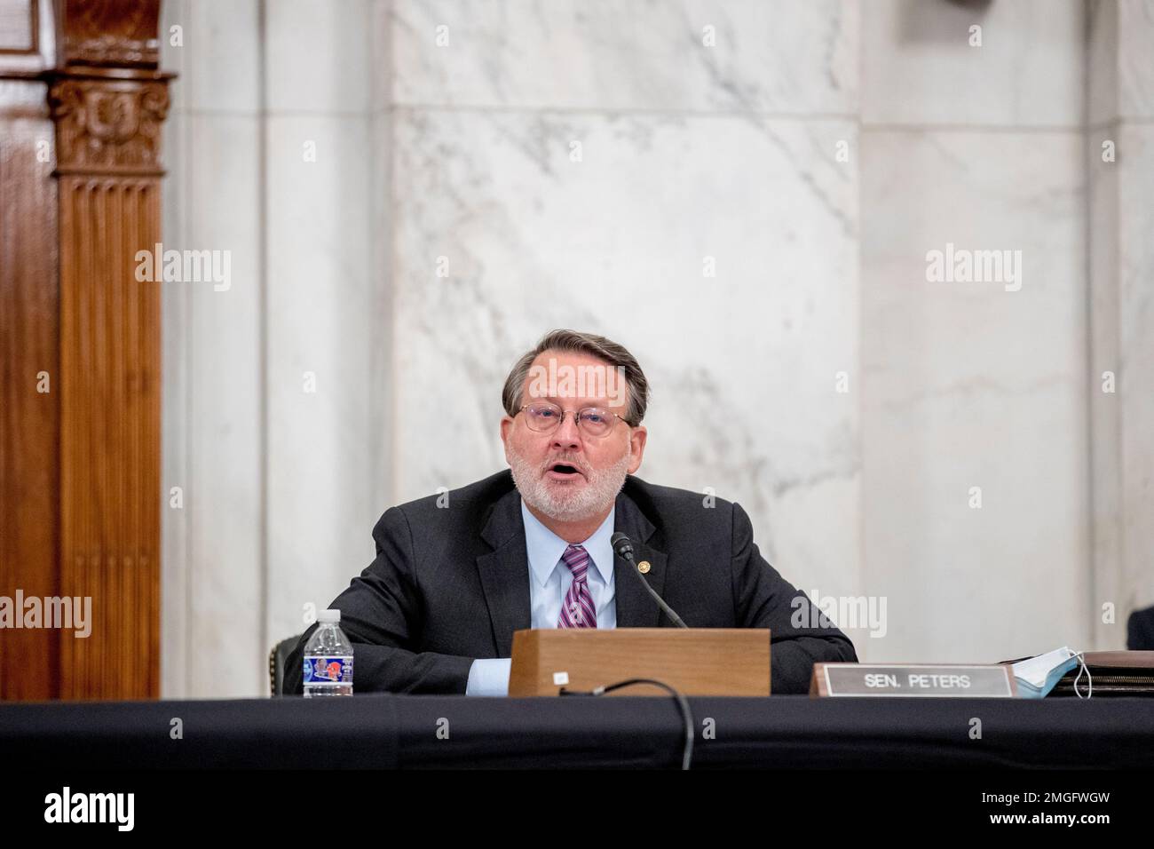 Ranking Member Sen. Gary Peters., D-Mich., speaks as the Senate ...