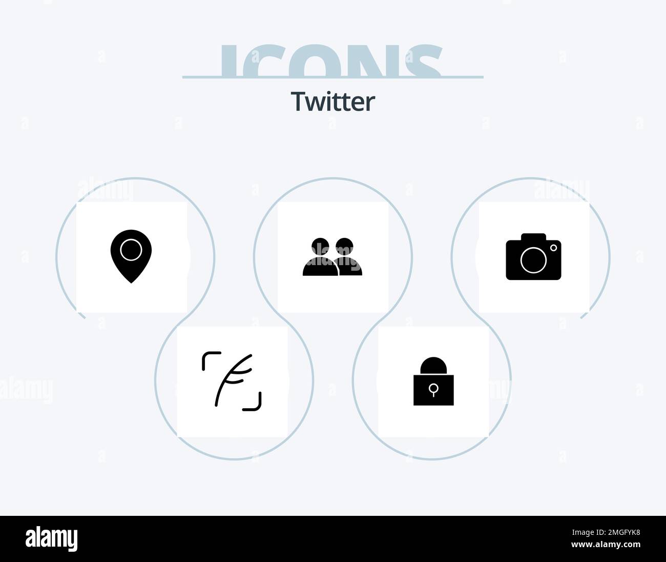 Twitter Glyph Icon Pack 5 Icon Design. camera. image. location. twitter. user Stock Vector Image ...
