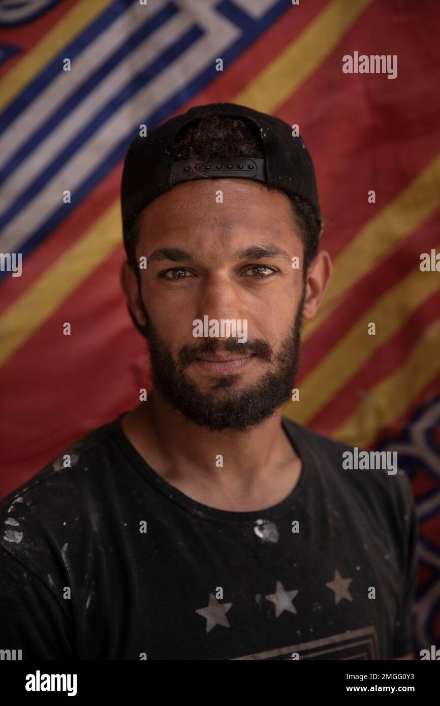 In this May 9, 2020 photo, 28-year-old football defender Mahrous ...