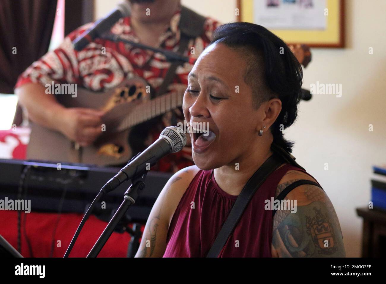 This May 5, 2020, photo shows NJ Chang singing during a livestream ...