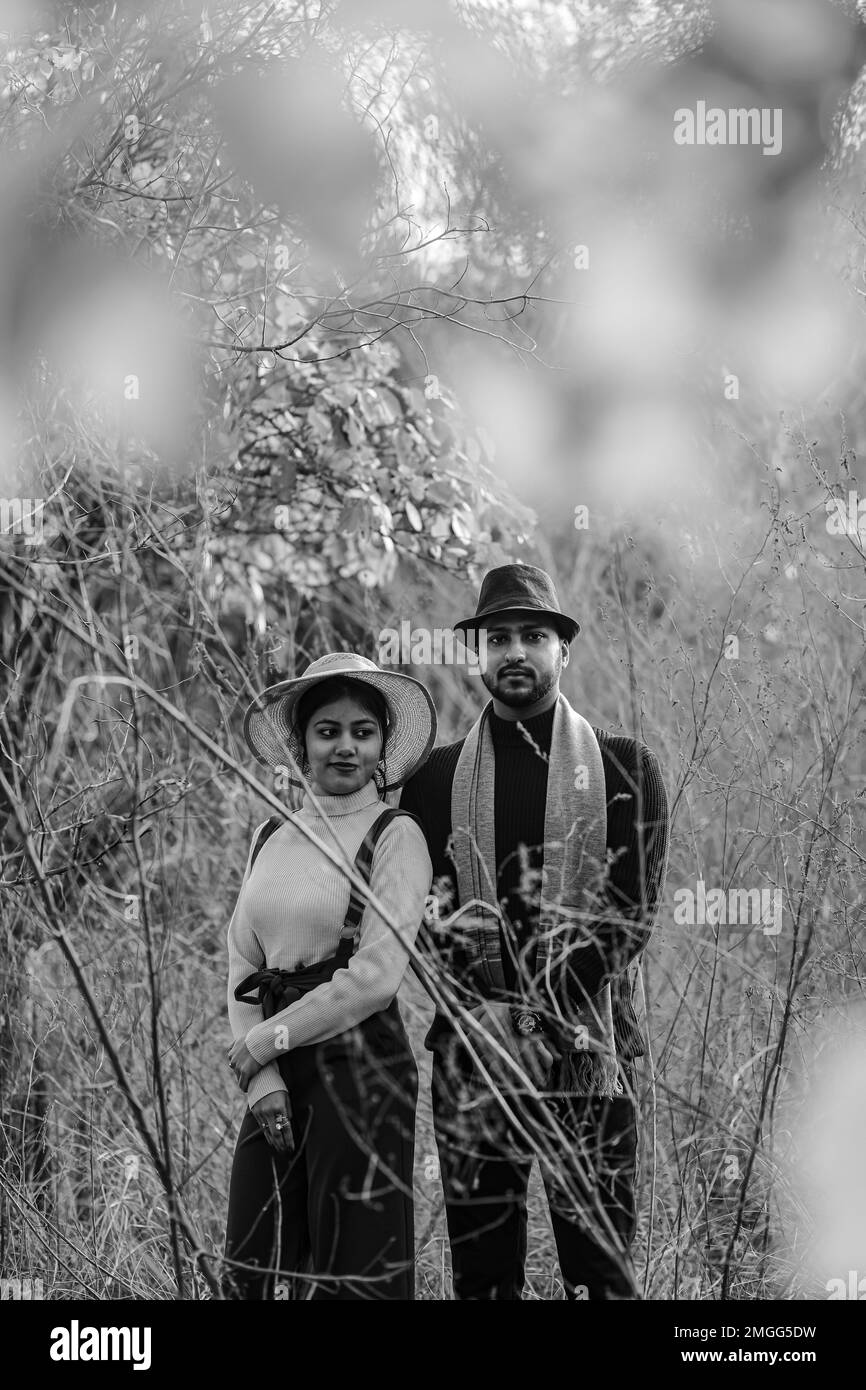 Pre wedding shoot of an Indian couple in Nature's trail in Delhi, India ...