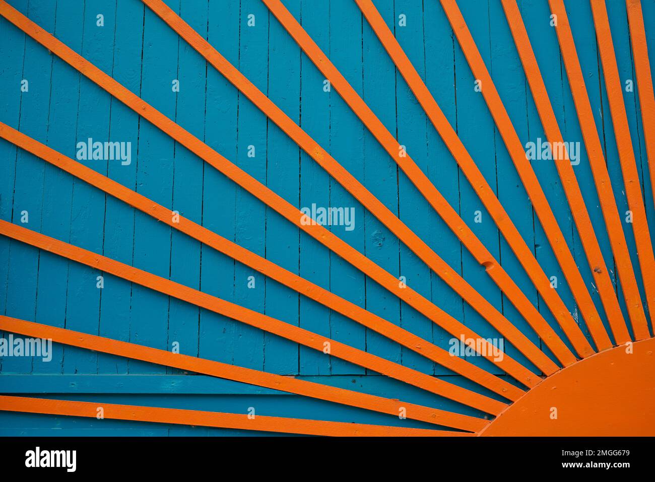 Wood sun background wooden construction old planks orange and blue ...