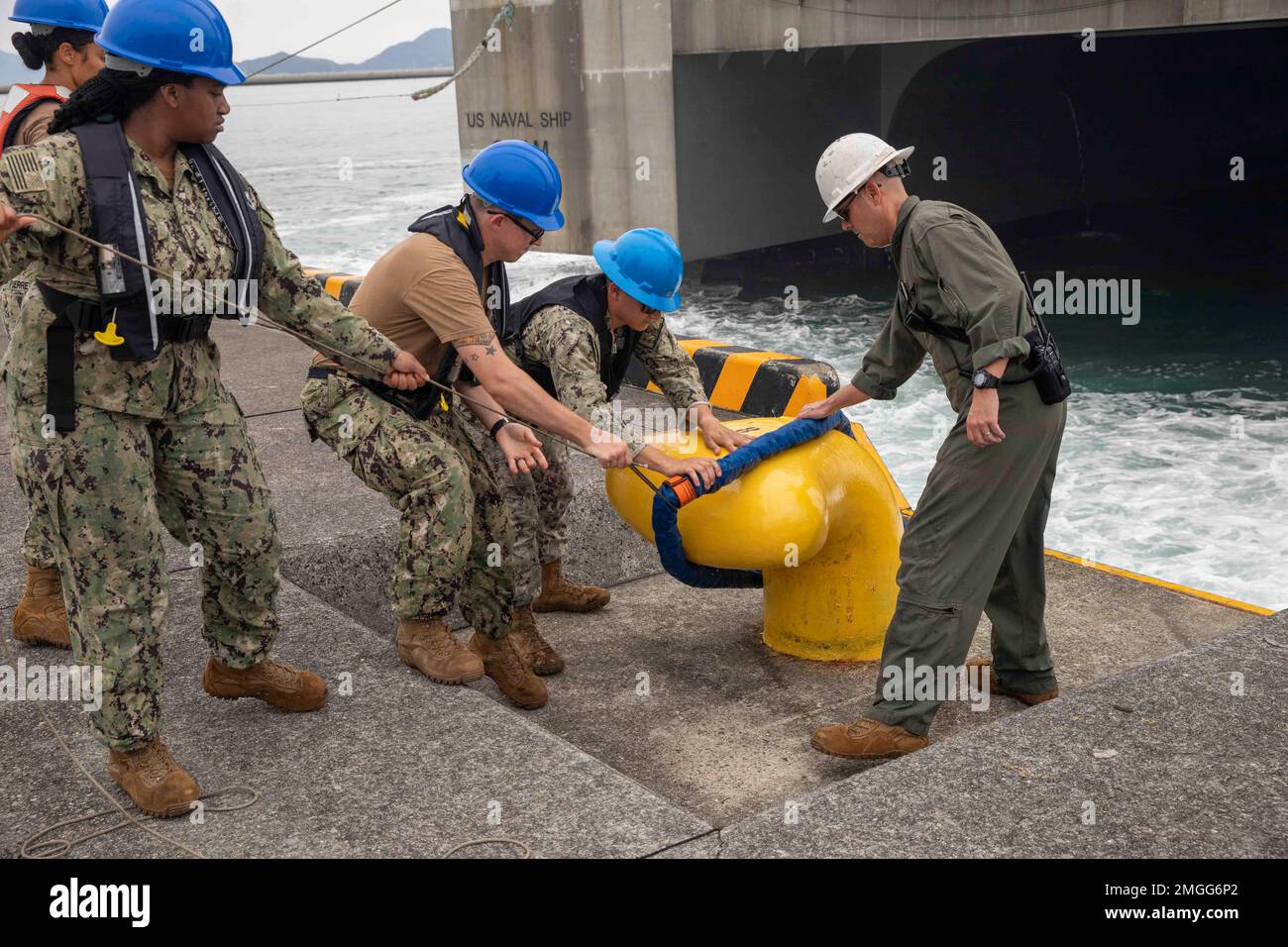 U.S. Sailors assigned to Marine Corps Air Station Iwakuni’s harbor ...