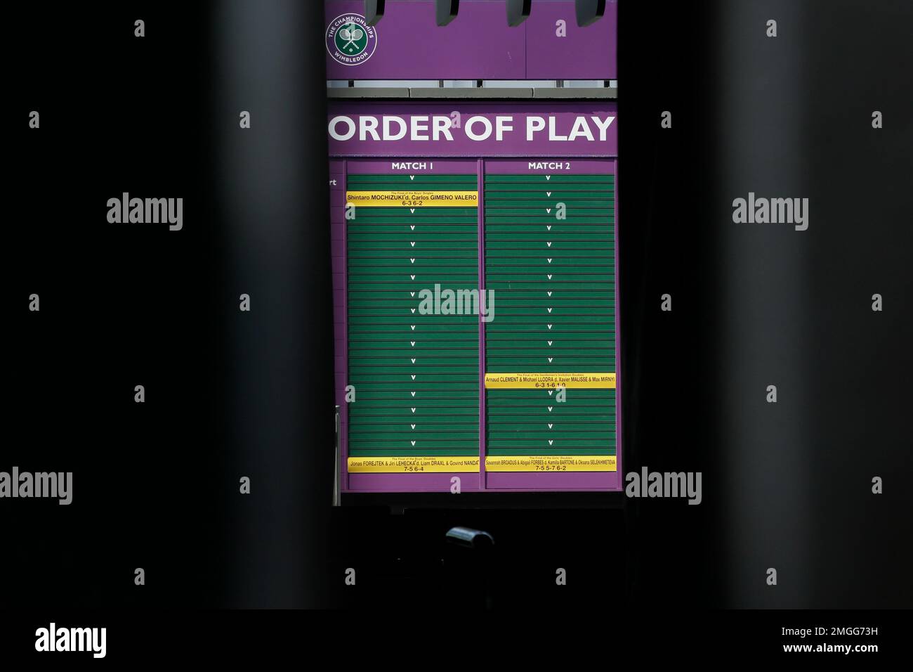 FILE - In this April 1, 2020, file photo, an order of play sign is ...