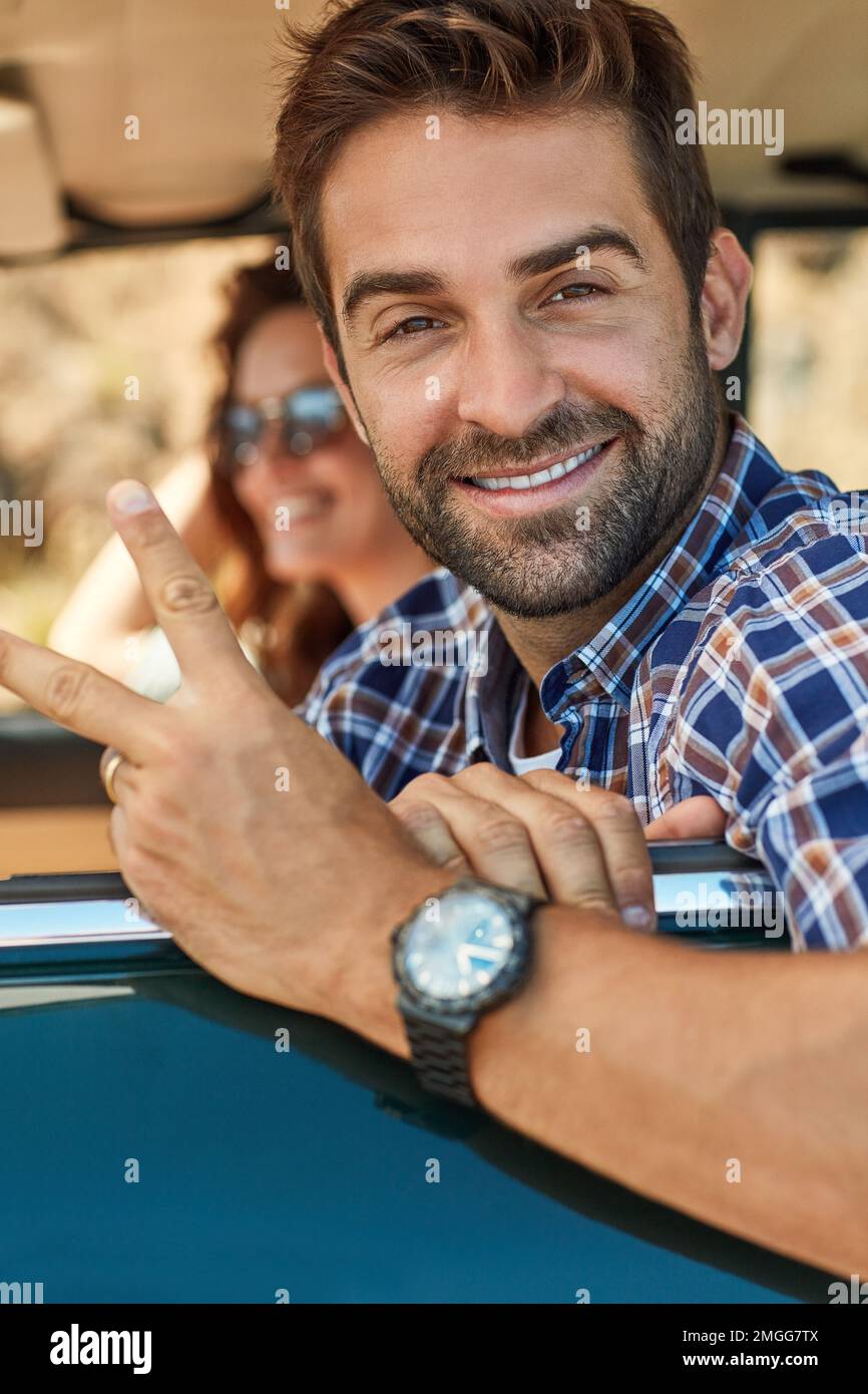 Man giving peace sign hi-res stock photography and images - Alamy